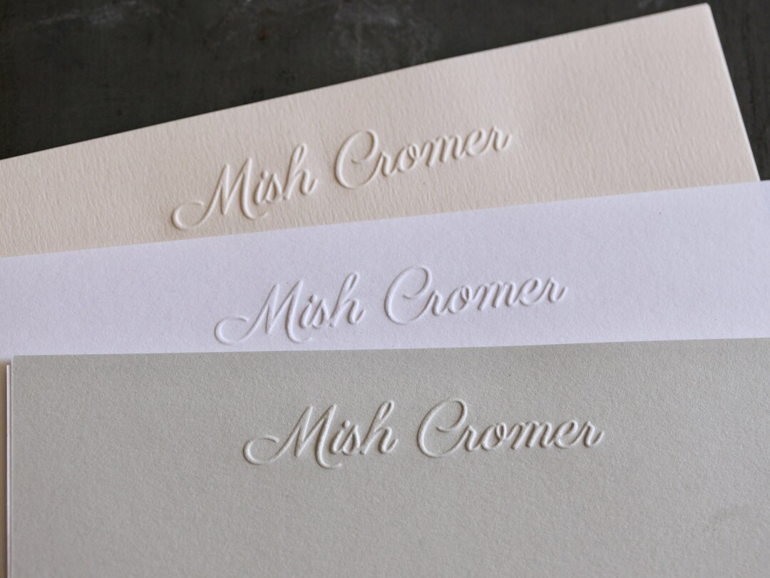 Personalised Embossed Writing Paper - Letterpress Printed, White, Pink ...
