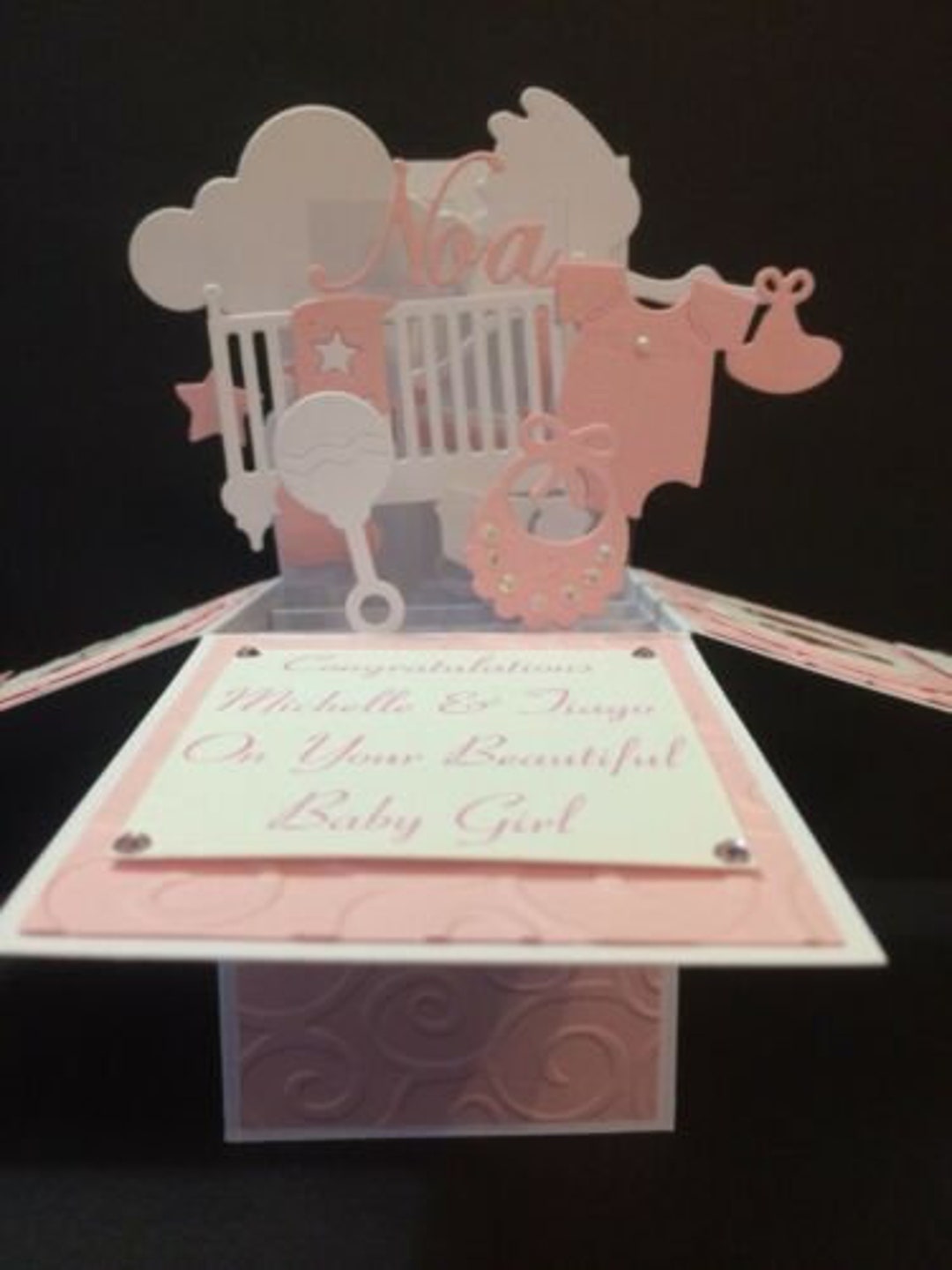 Handmade Personalised New Baby Box Card Own Wording Boy Girl Birth ...