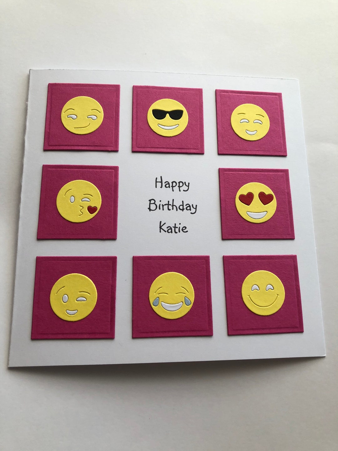 Personalised Handmade Emoji Inspired Birthday Card Mens Boys Girls Male ...