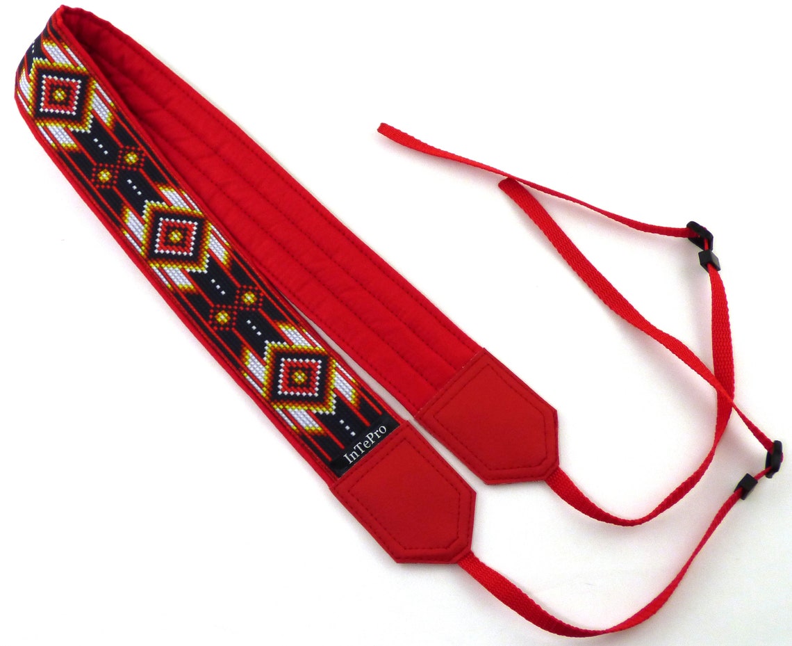 Personalized Camera Strap With Red Native Design for DSLR and | Etsy