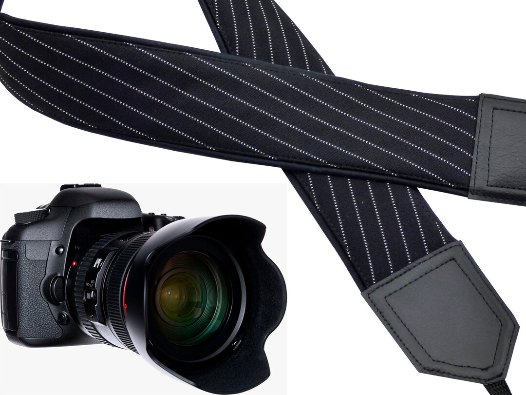 Black Camera Strap With White Stripes. Mens Camera Strap. DSLR & SLR ...