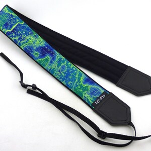 North America, Europe, Australia, South America Map Camera Strap. Dark ...