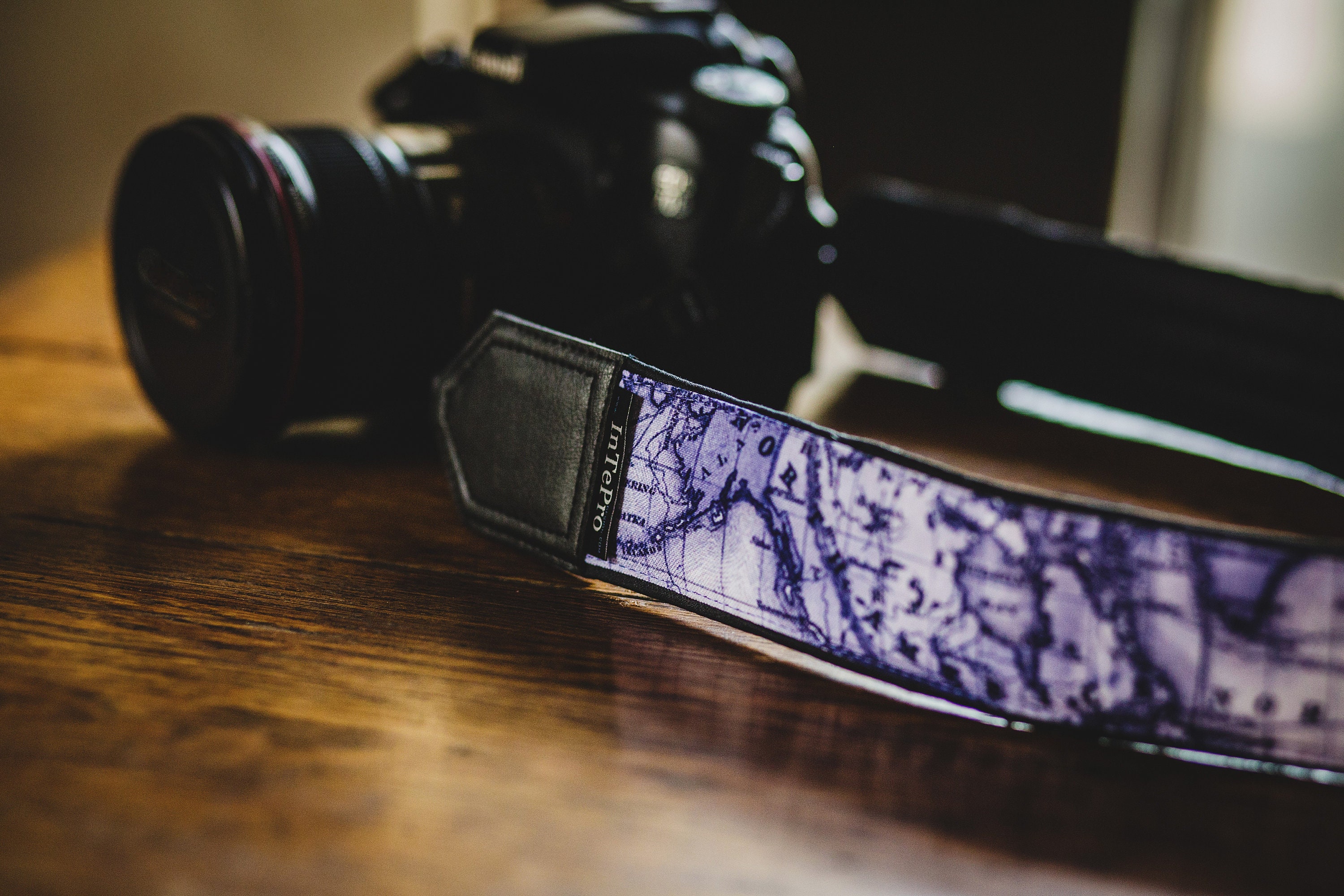 Personalized Camera Strap With Blue World Map Design. Cool | Etsy