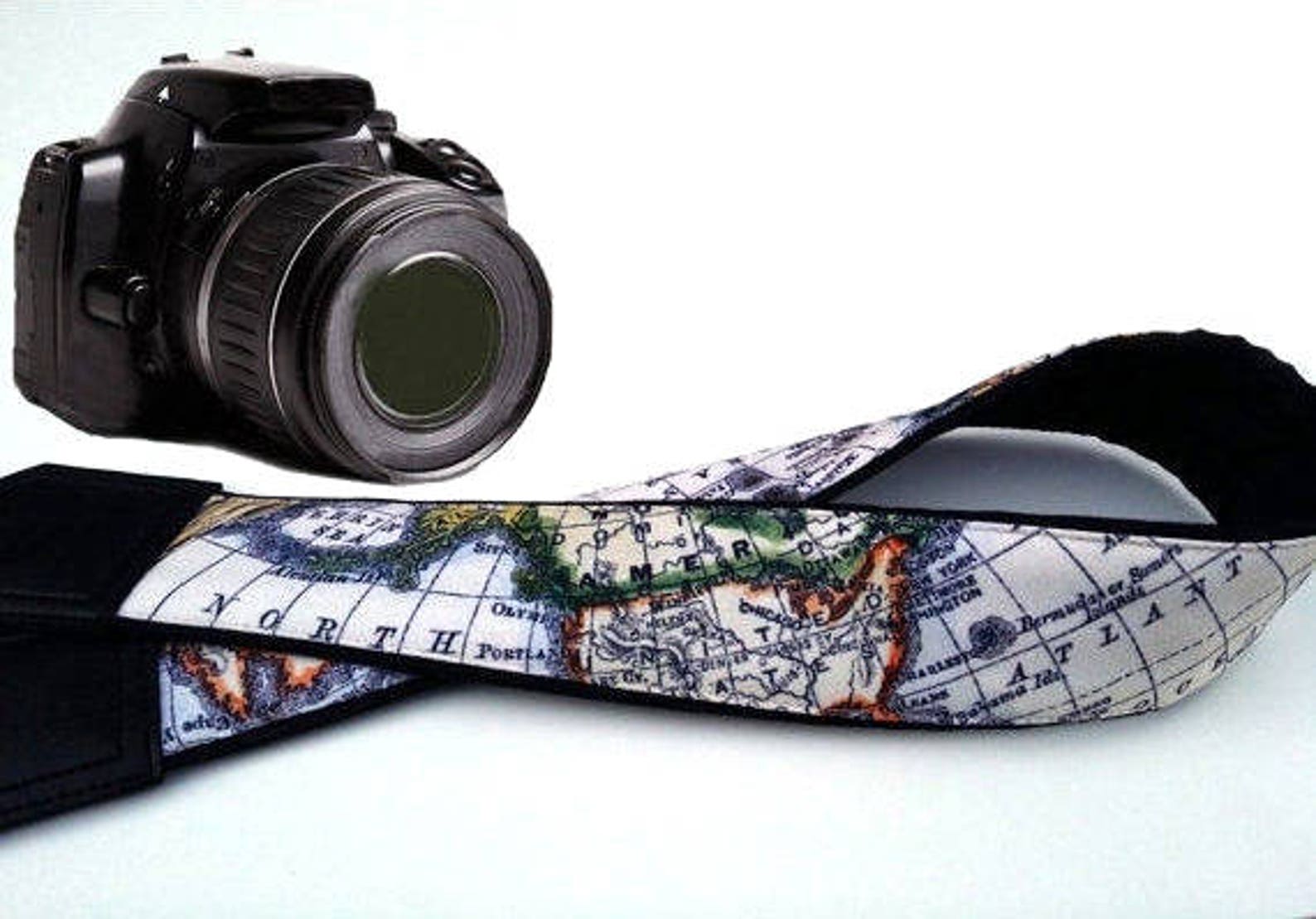 Map Camera Strap. World Map: Australia North America Africa. | Etsy