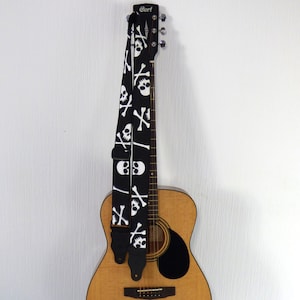 Guitar Strap Skulls and Crossbones. Black and White. Handcrafted Straps ...