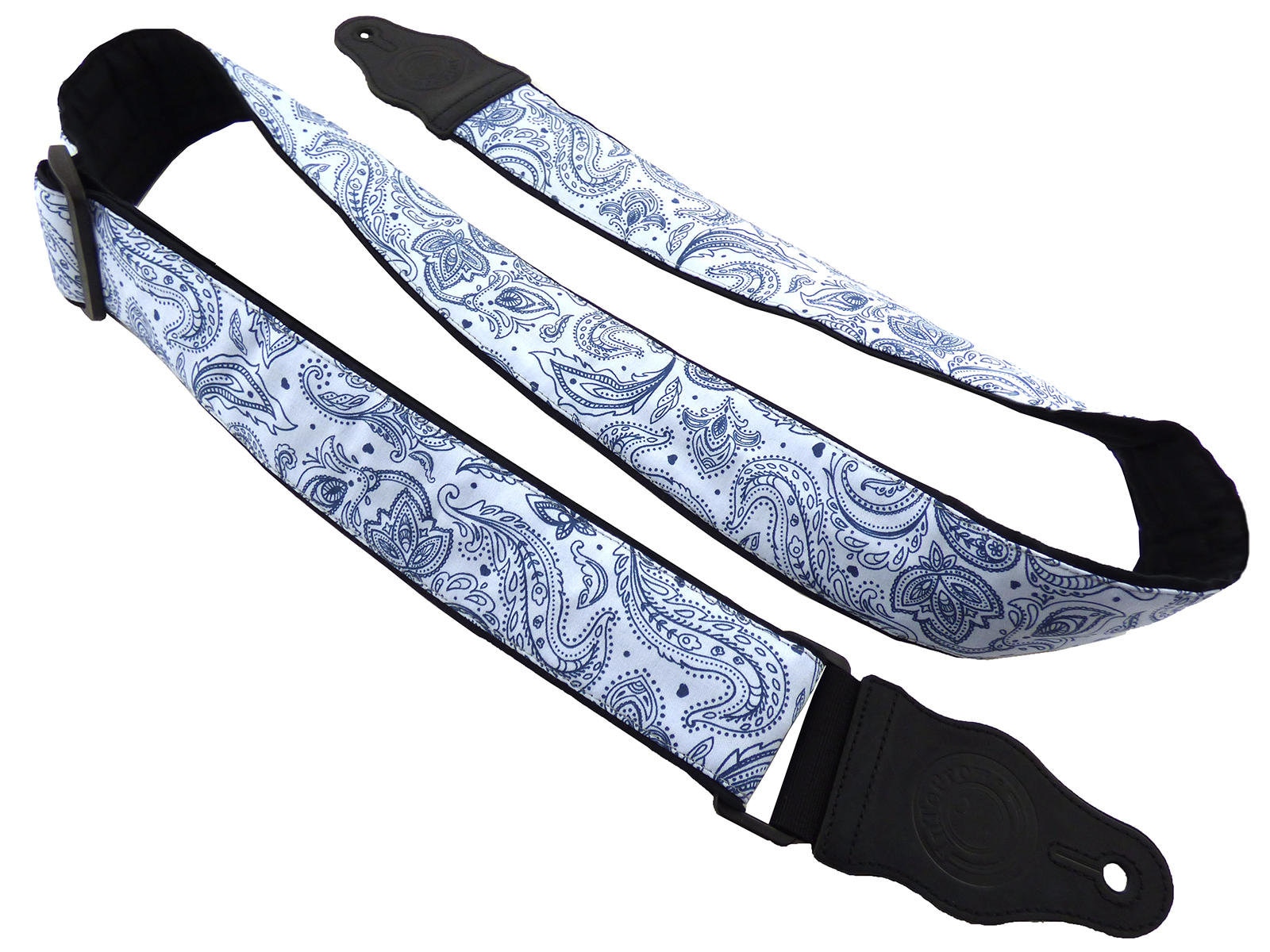 Light Blue Guitar Strap With White Stylized Flowers. Paisley - Etsy