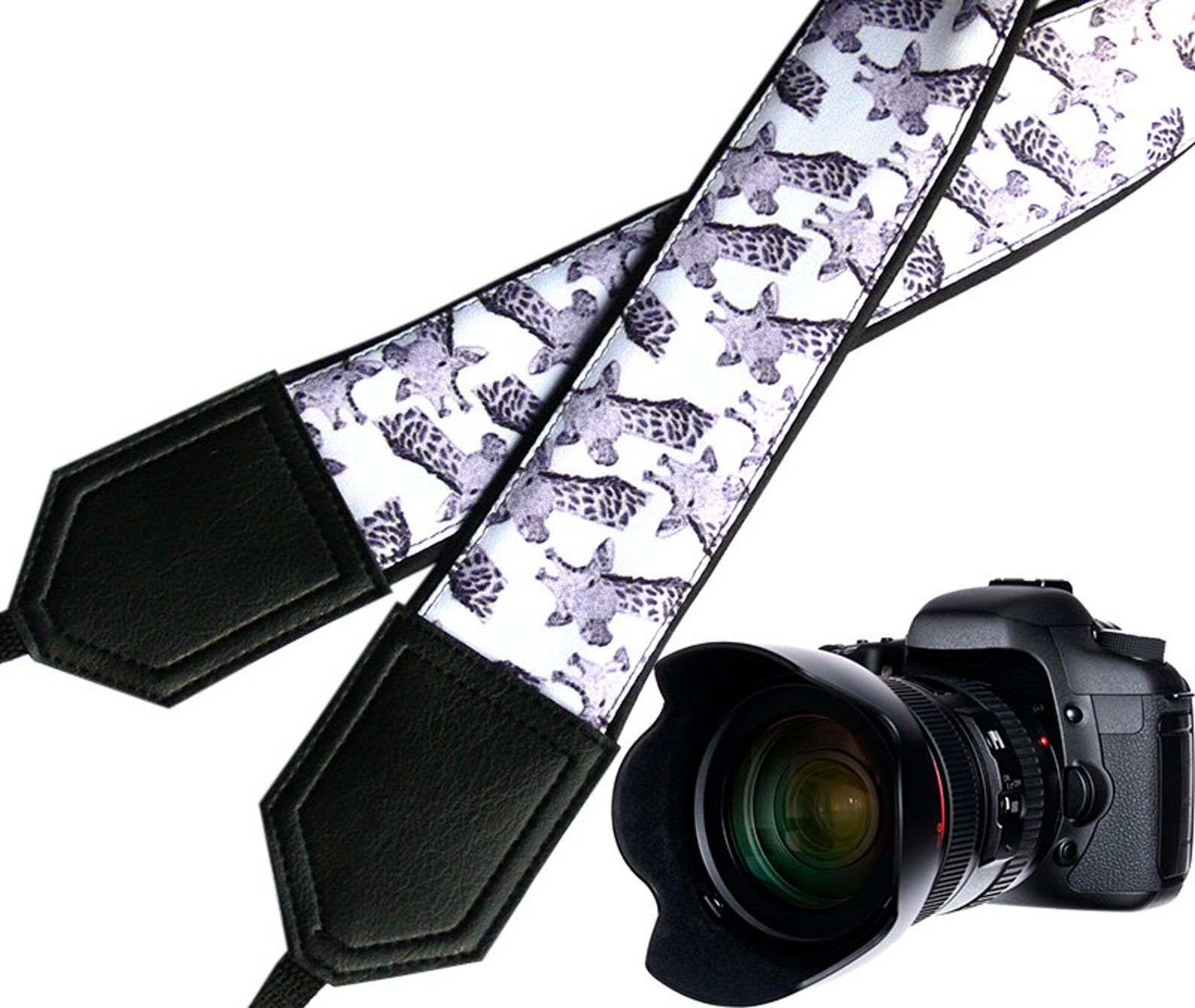 Giraffe Camera Strap. Black and White Camera Strap. DSLR / SLR Camera ...