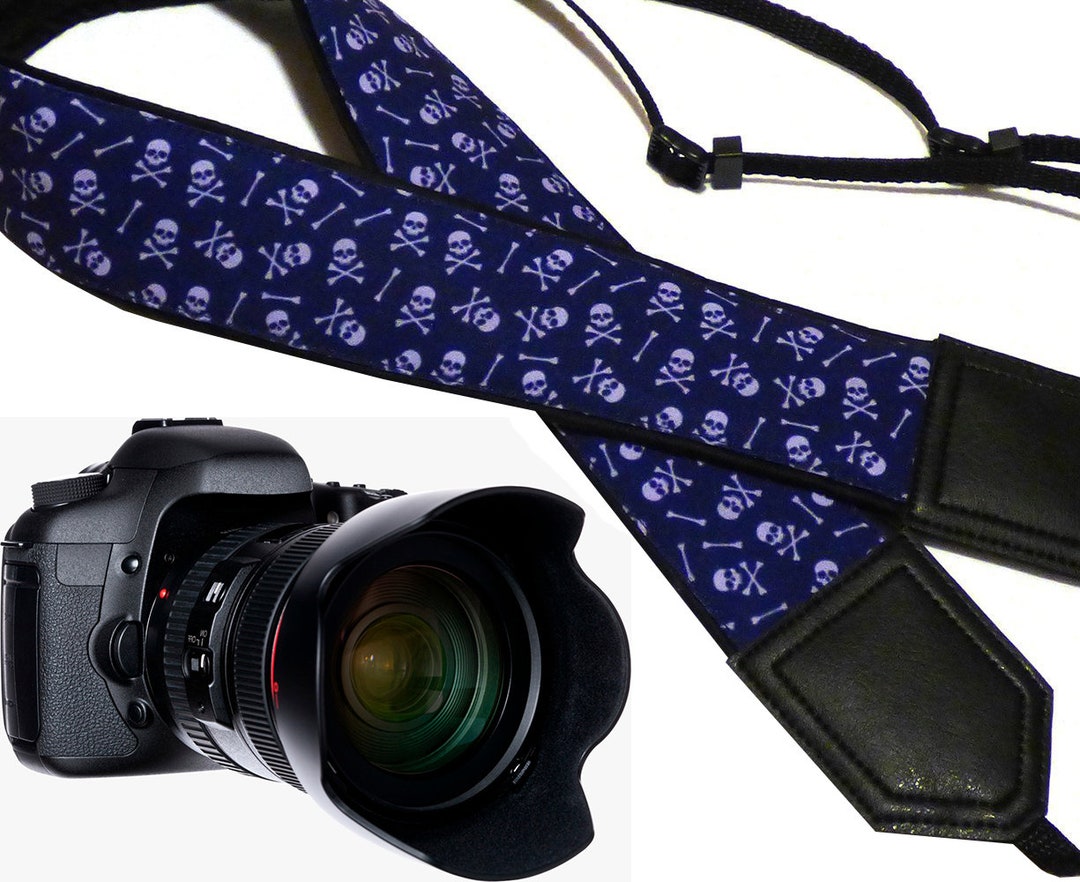 Halloween Camera Strap. Blue Camera Strap. Skulls and Crossbones Camera ...