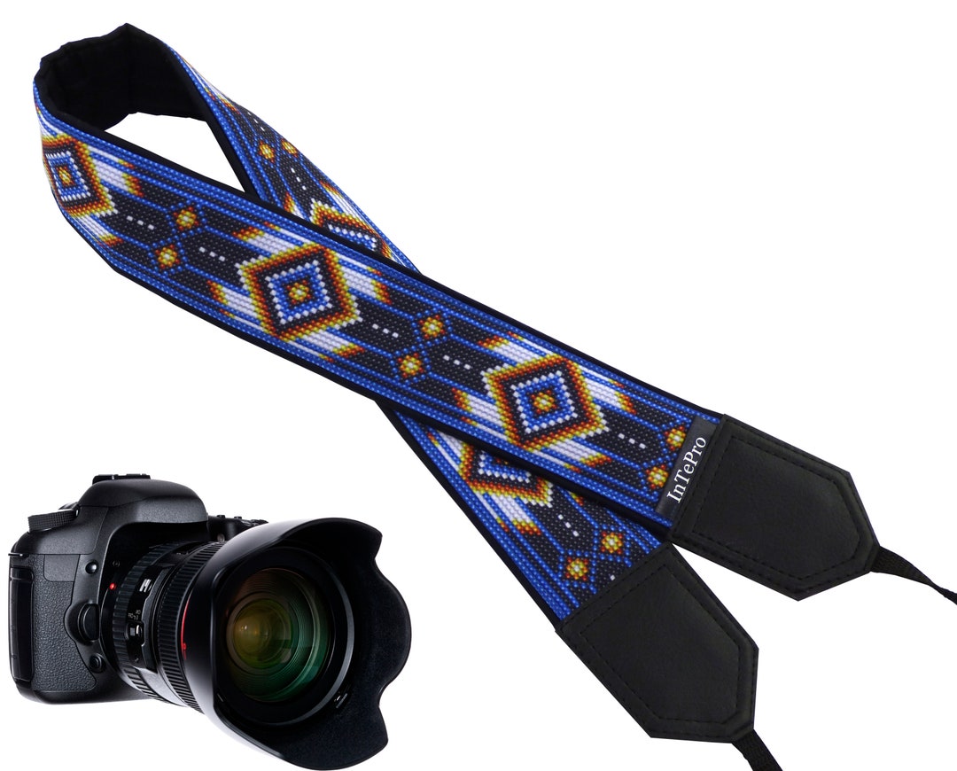 Native American-inspired DSLR/SLR Camera Strap With Blue Beaded Design ...