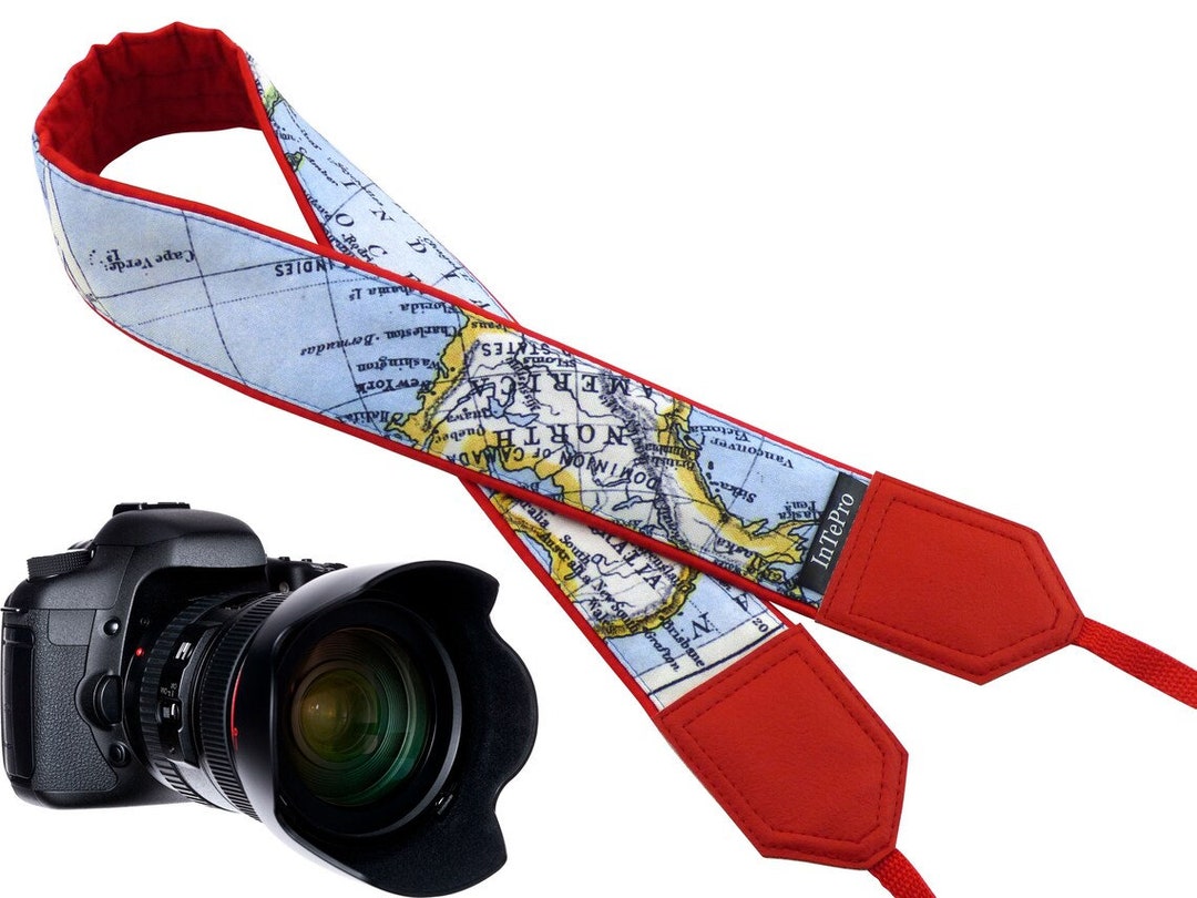 Padded DSLR/SLR Camera Strap With Red Map Design – Personalized Camera ...