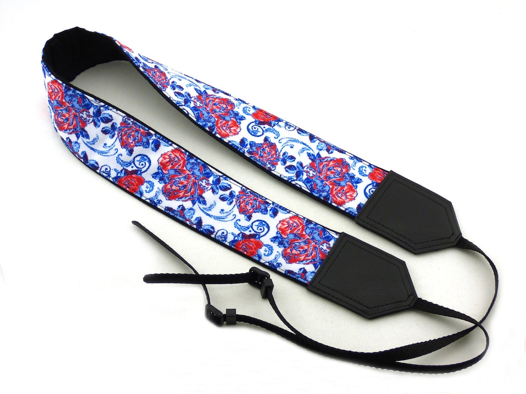 Intepro Flowers Camera Strap. Blue and Red Roses Strap for DSLR / SLR ...