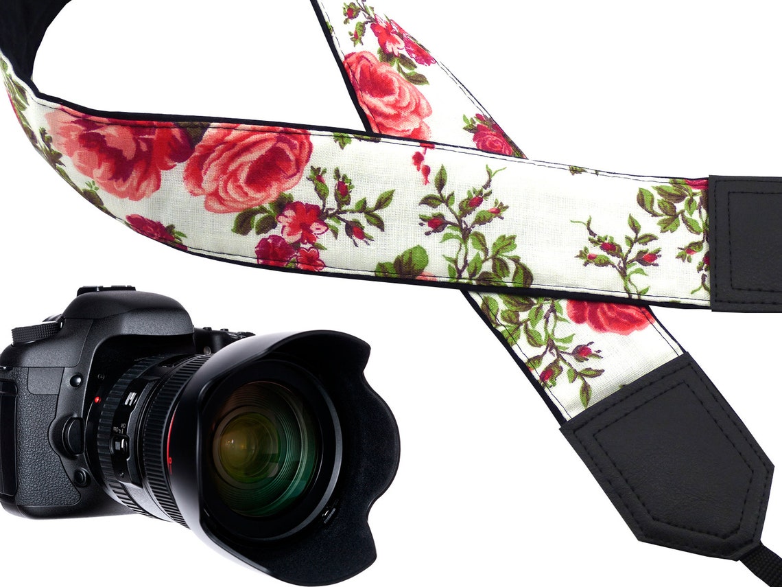 Personalized Camera Strap With Red Roses Design. Floral Camera Strap ...