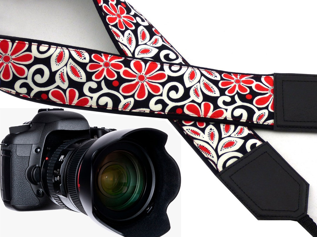Camera Strap With Flowers. Red and White Floral Camera Strap. Gift for ...