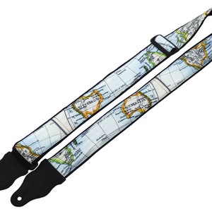 Guitar Strap With World Map Design for Electric, Acoustic, Bass and ...
