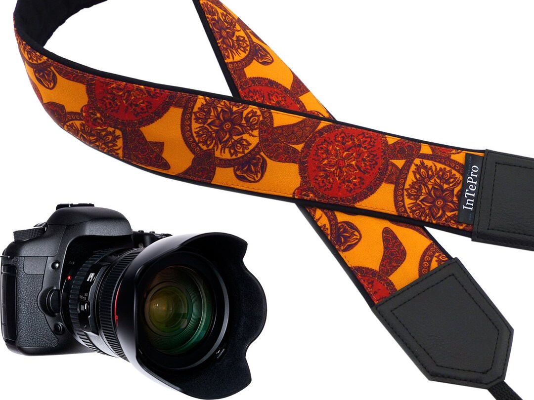 Camera Strap With Turtles. Red and Orange DSLR Camera Strap. Stylized ...
