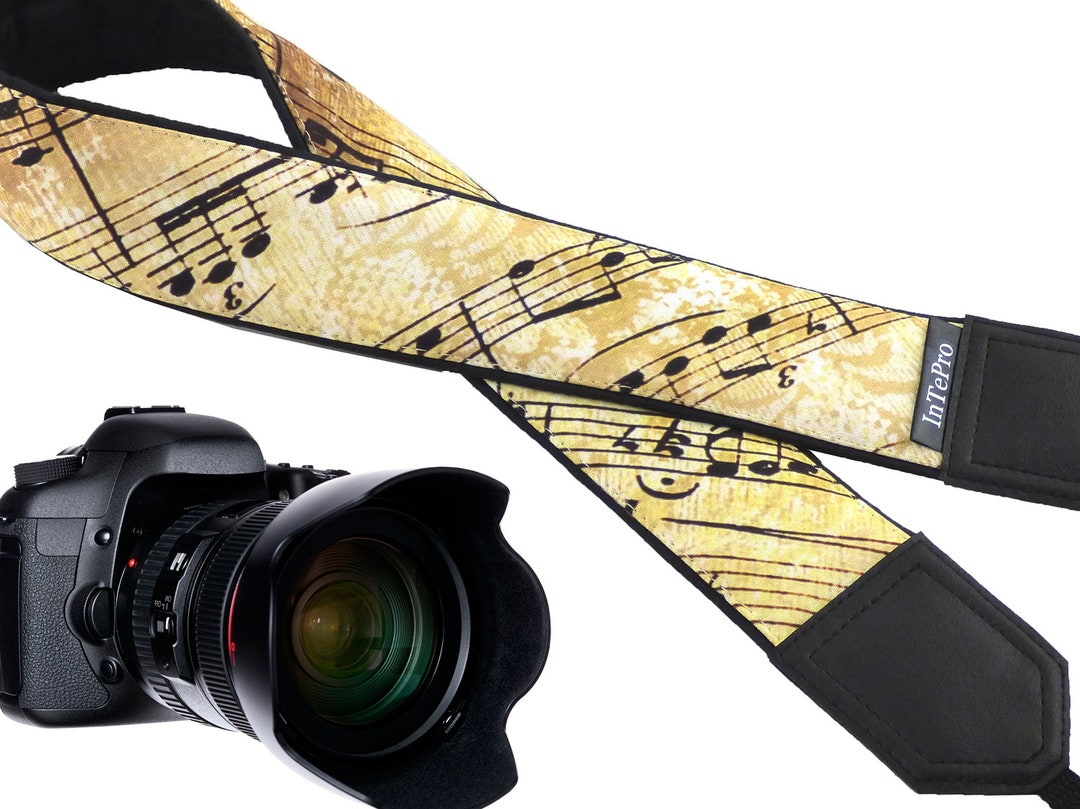 Music Camera Strap. Vintage Notes Camera Strap. DSLR / SLR Camera Strap ...
