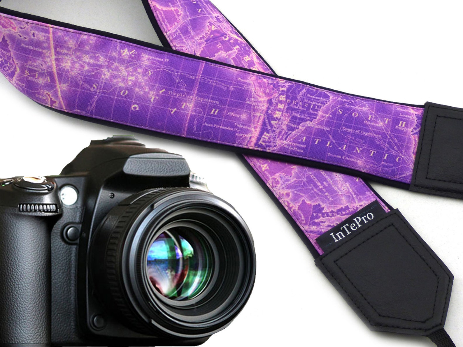 Camera Strap Map. World Map Neck Camera Straps. Purple DSLR - Etsy