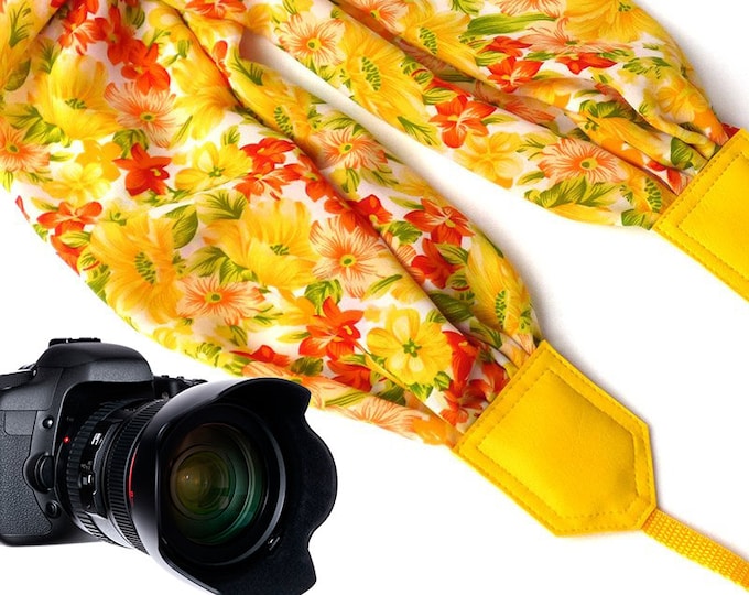 Intepro Yellow Scarf Camera Strap, Flower Camera Strap, Floral Camera ...