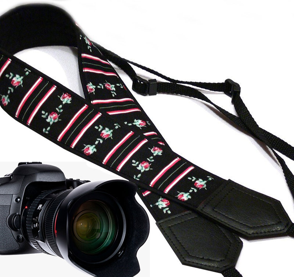 Flowers Camera Strap. Roses Camera Strap With Stripes. DSLR / - Etsy
