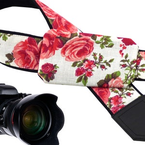Personalized Camera Strap With Red Roses Design. Floral Camera Strap ...