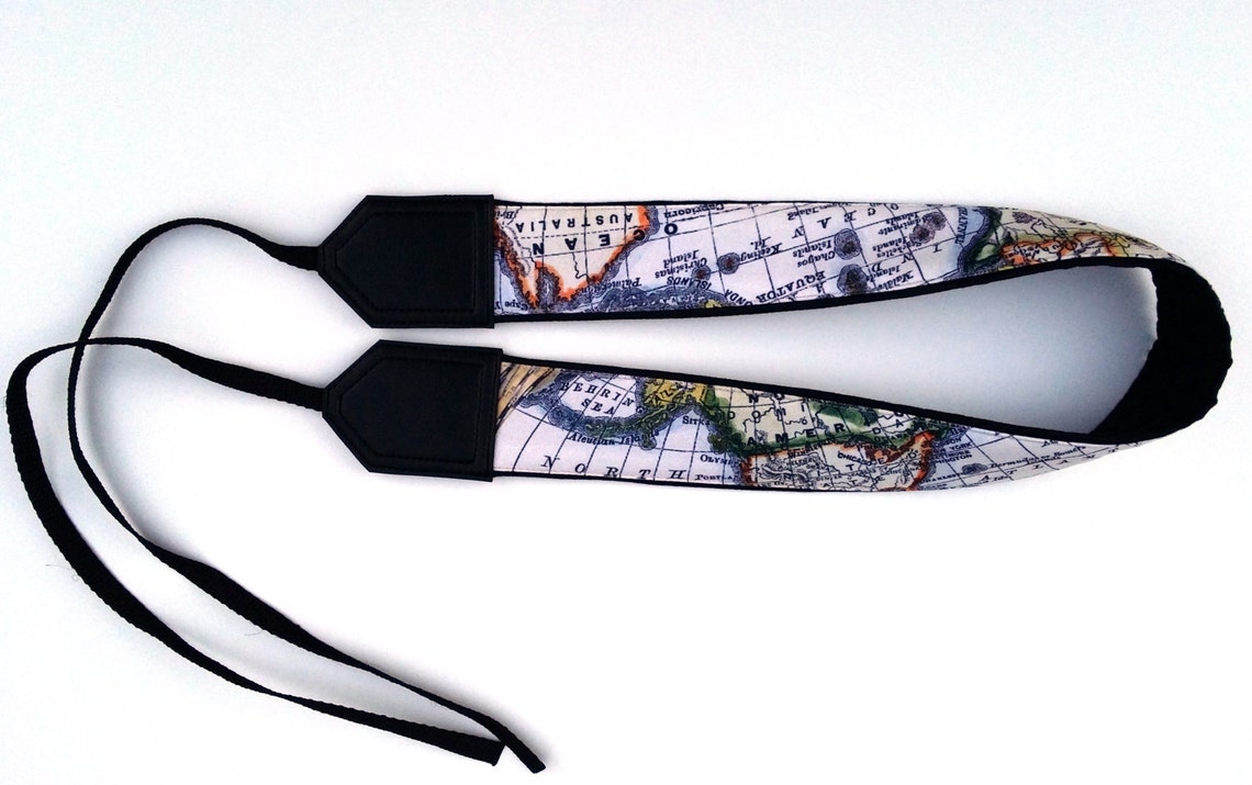 Map Camera Strap. World Map: Australia North America Africa. | Etsy
