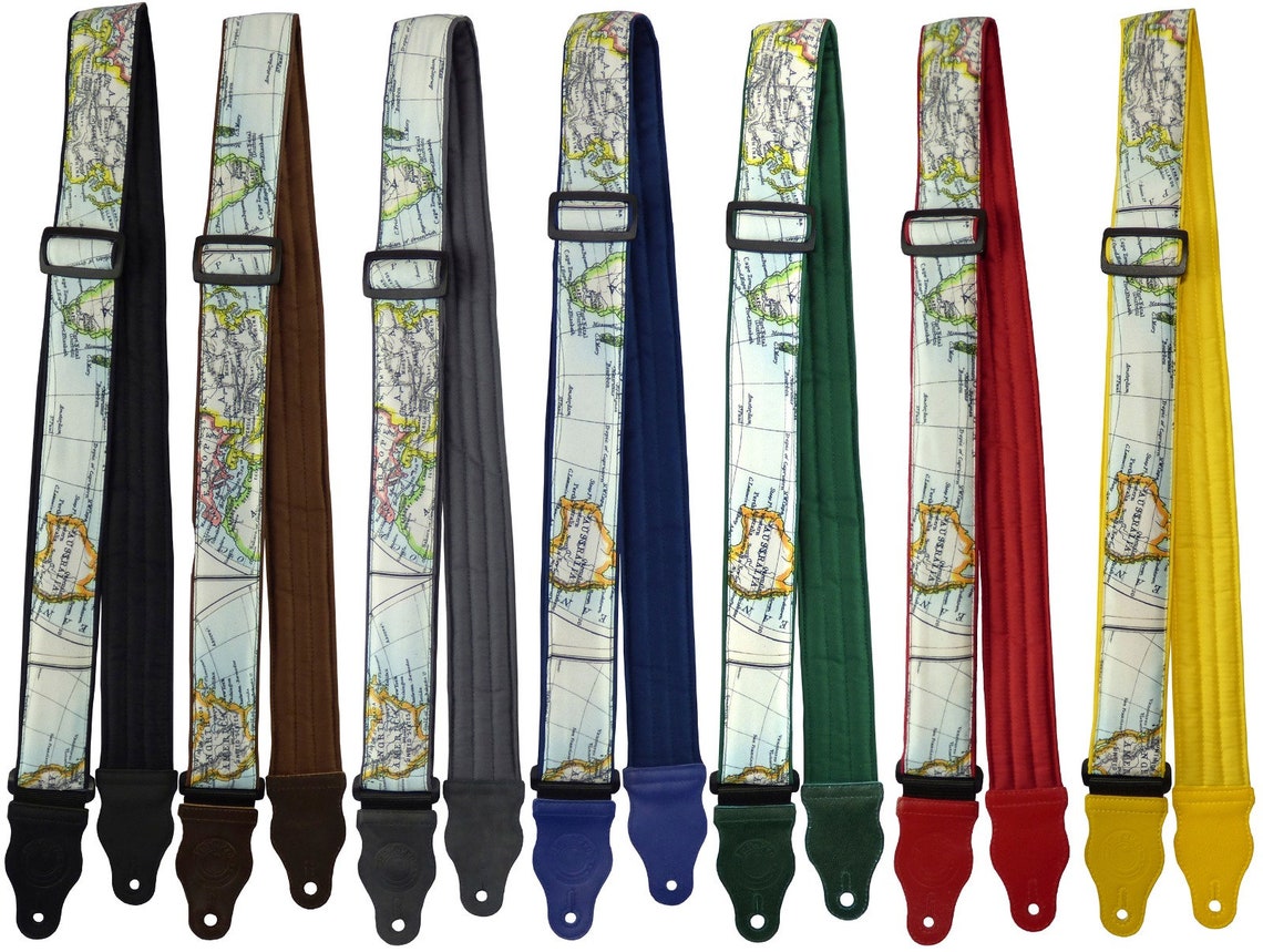 Guitar Strap With World Map Design for Electric Acoustic | Etsy