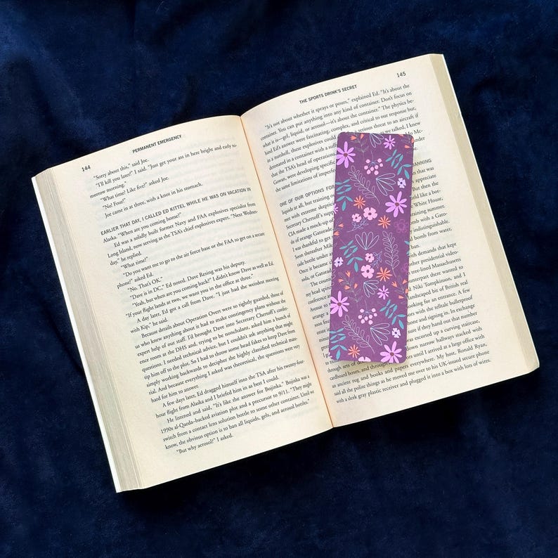 Hand-drawn Purple Floral Laminated Bookmark | Bookish Gifts - Etsy