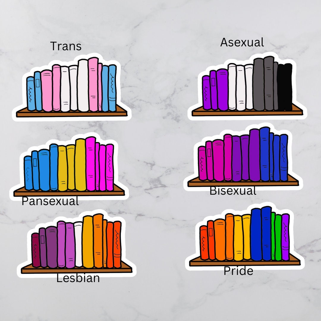 Pride Flag Bookshelf LGBTQ Vinyl Sticker - Etsy