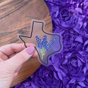 Clear Texas Bluebonnet Sticker, Floral Sticker, Laptop Sticker, Water ...