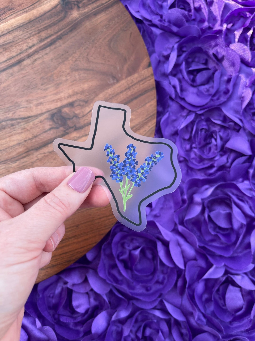 Clear Texas Bluebonnet Sticker, Floral Sticker, Laptop Sticker, Water ...