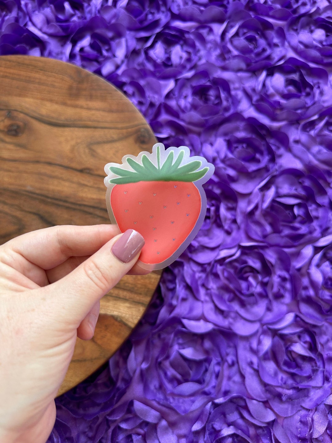 Clear Pink Strawberry Sticker, Fruit Sticker, Laptop Sticker, Water ...