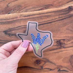 Clear Texas Bluebonnet Sticker, Floral Sticker, Laptop Sticker, Water ...
