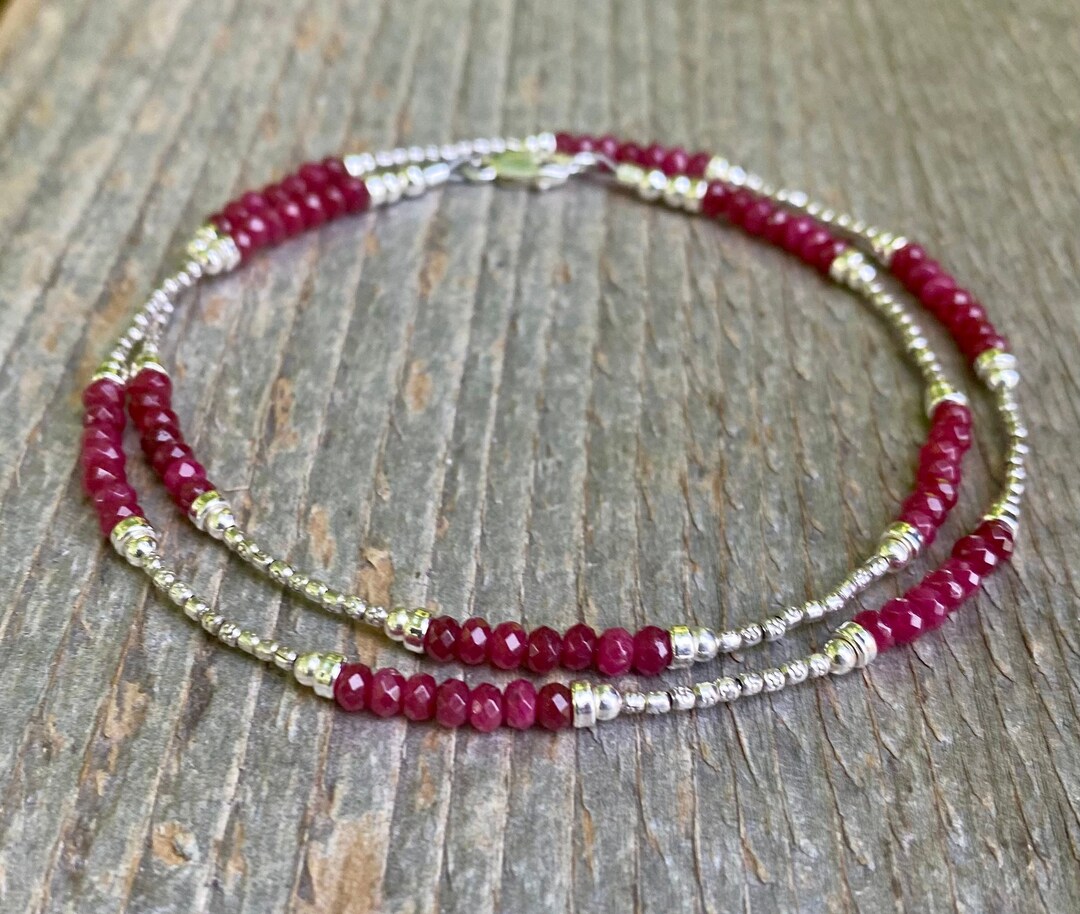 Ruby Ankle Bracelet Ruby Anklet Red Anklet Beaded Anklet - Etsy