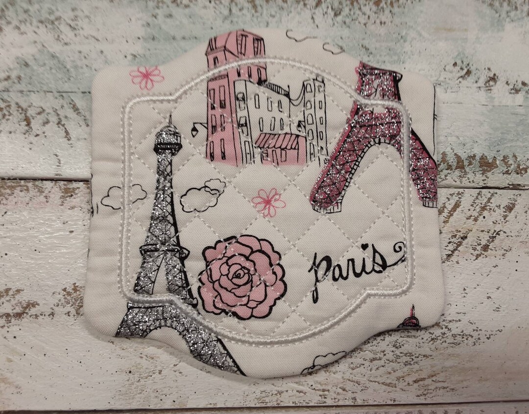 Paris Eiffel Tower Cute Mug Rug Coaster 5 X 5 Whimsical Quilted ...