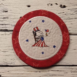 5" Round - Snoopy Woodstock - 4th of July - Independence - Mug Rug ...