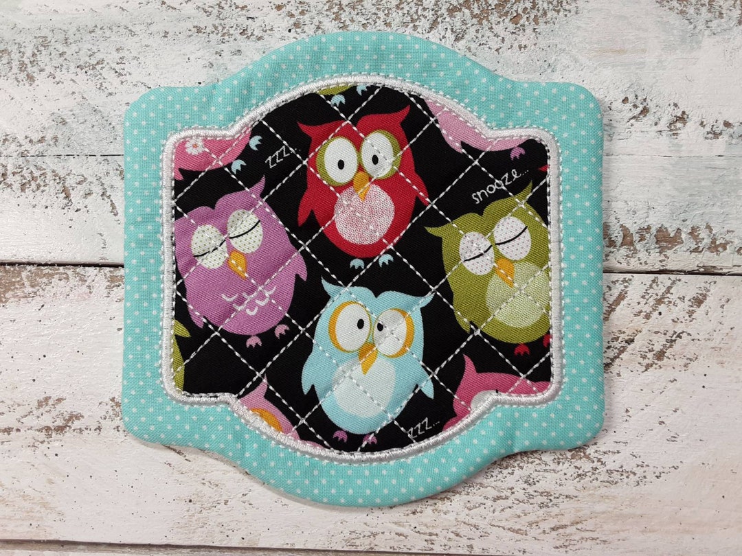 OWLS Super Cute Mug Rug Coaster 5 X 5 Whimsical Quilted Embroidered NEW ...