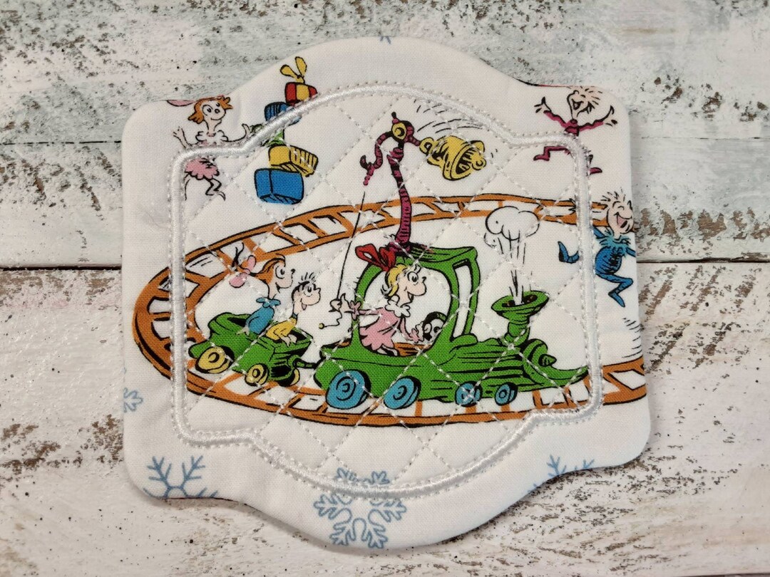 Grinch Whoville Train Super Cute Mug Rug Coaster 5 X 5 Whimsical ...