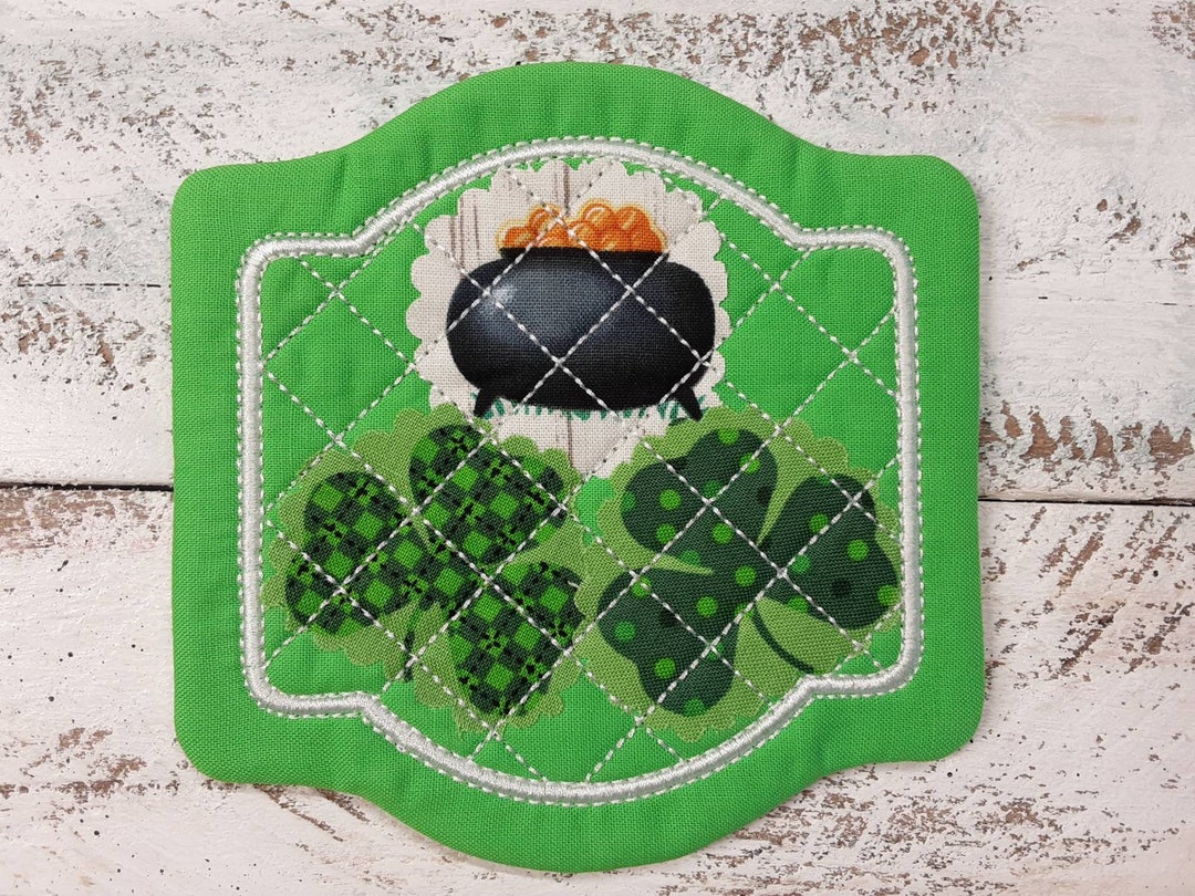 St. Patrick's Shamrock - Mug Rug Coaster - 5" X 5" - Whimsical ...