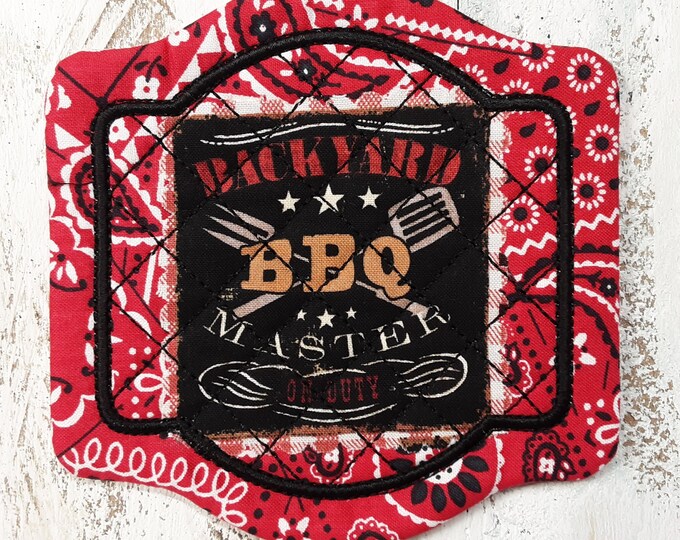 Barbecue- Beef - Pork - Mug Rug Coaster - 5" X 5" - Whimsical - Quilted ...