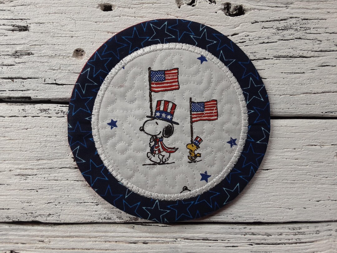 5" Round - Snoopy Woodstock - 4th of July - Independence - Mug Rug ...