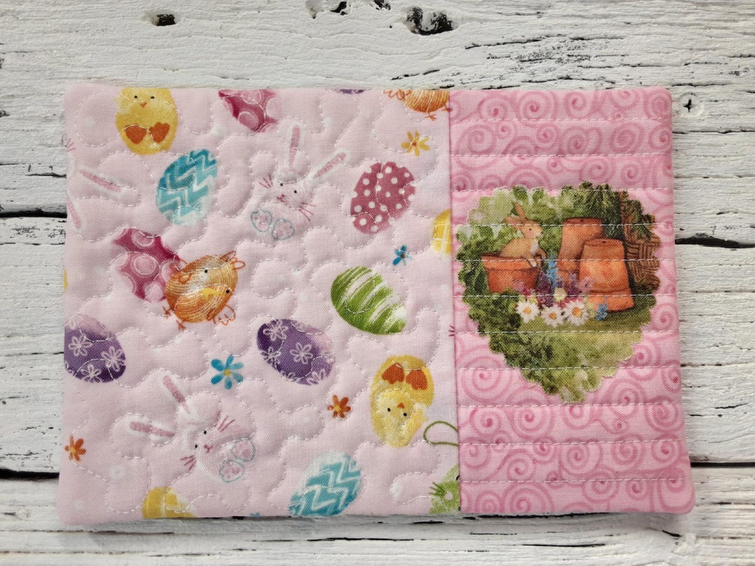 5" X 7" - Easter Bunny Chicks Eggs Hearts Large Mug Rug Coaster - Mug ...