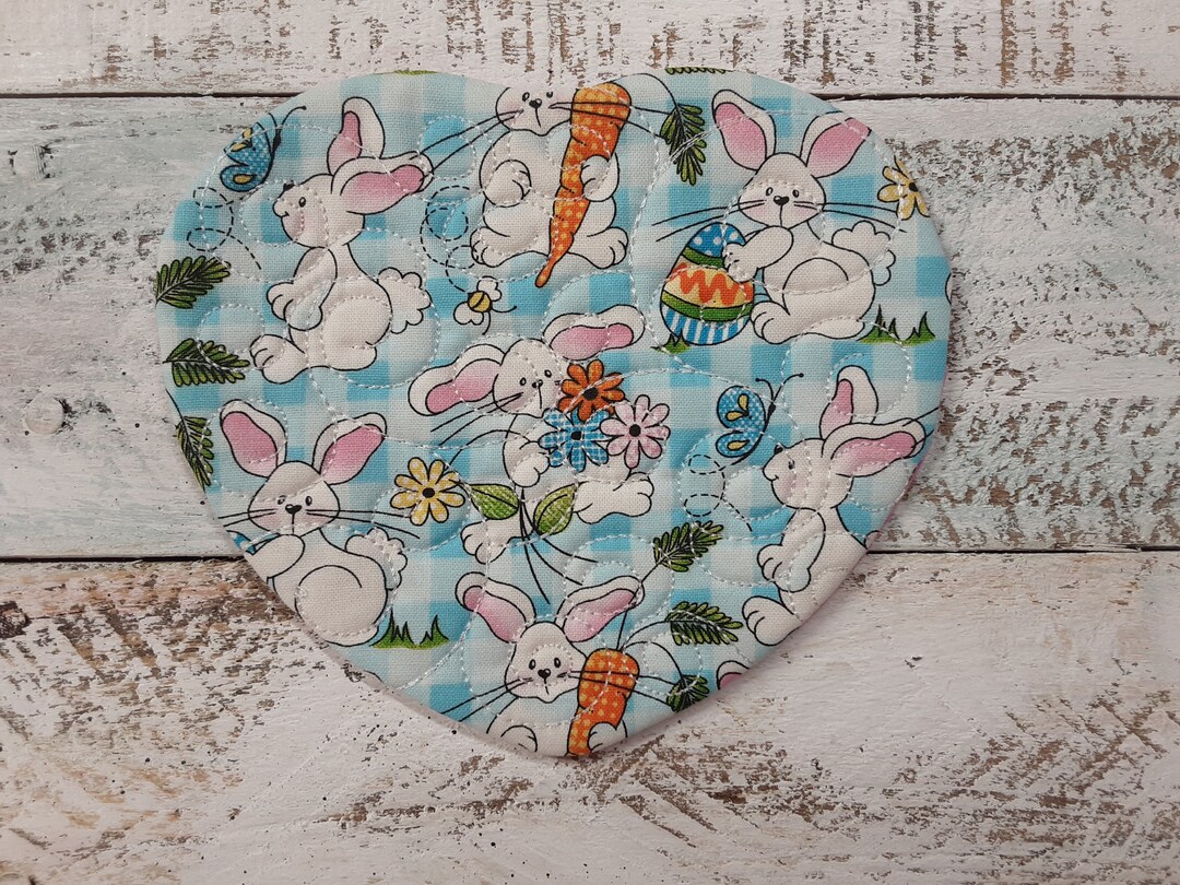 Easter Bunny Rabbit - Cute Mug Rug Coaster - 5" X 5" - Whimsical ...