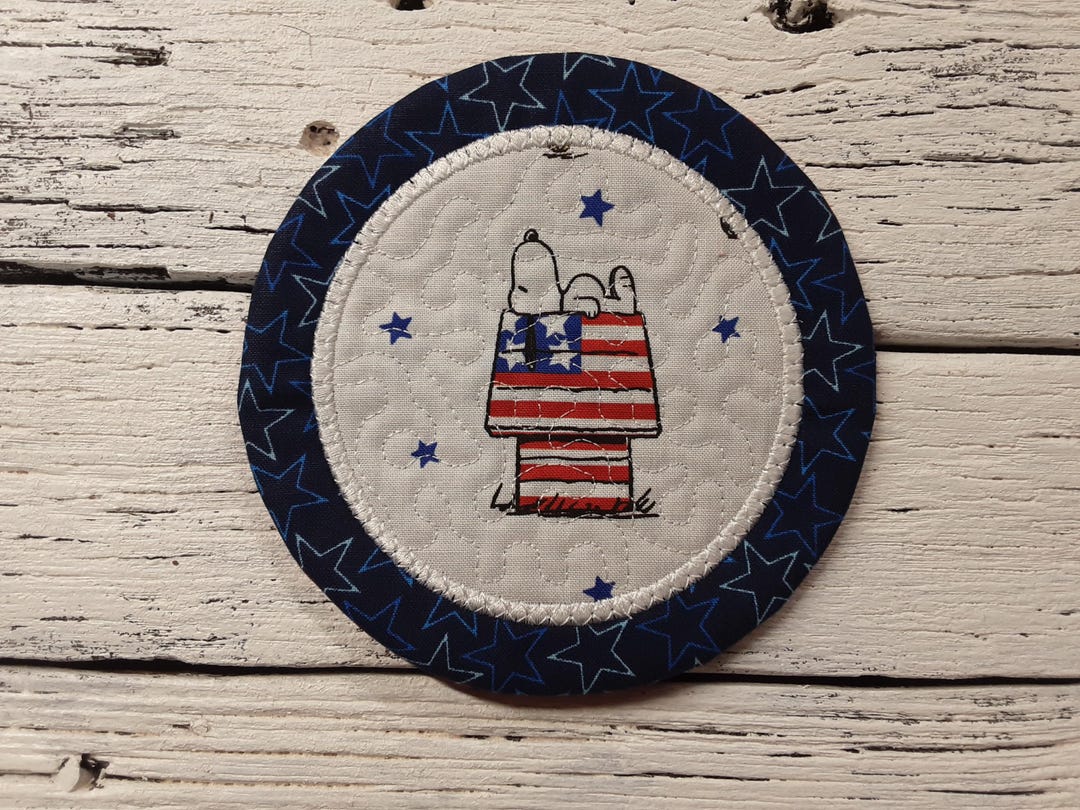 5" Round - Snoopy Woodstock - 4th of July - Independence - Mug Rug ...