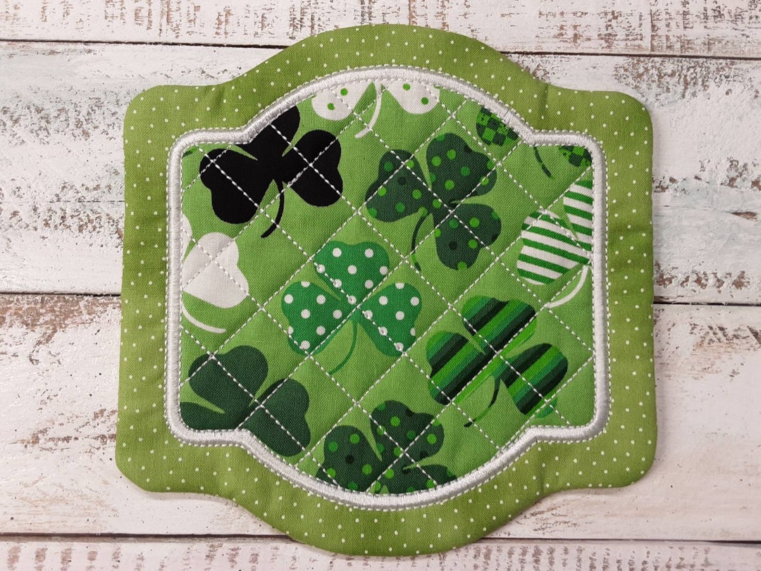 Shamrock St. Patrick Large Mug Rug Coaster Mug Mat 6.75 X 6.75 NEW ...