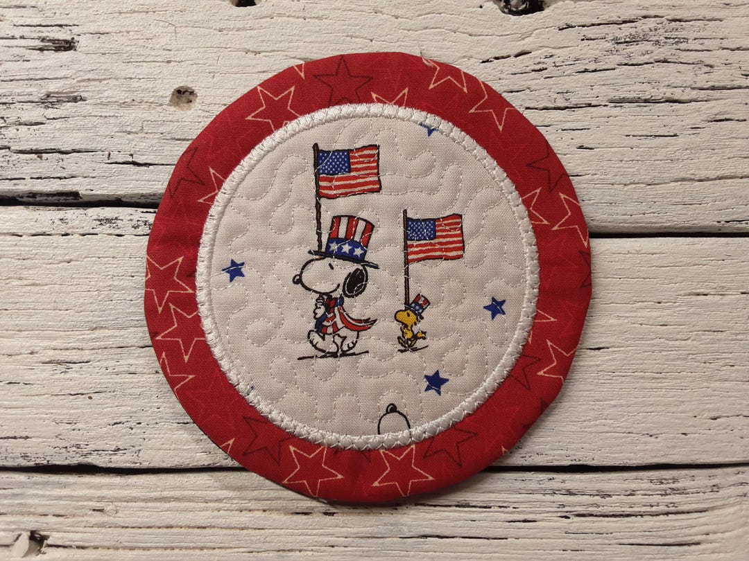 5" Round - Snoopy Woodstock - 4th of July - Independence - Mug Rug ...