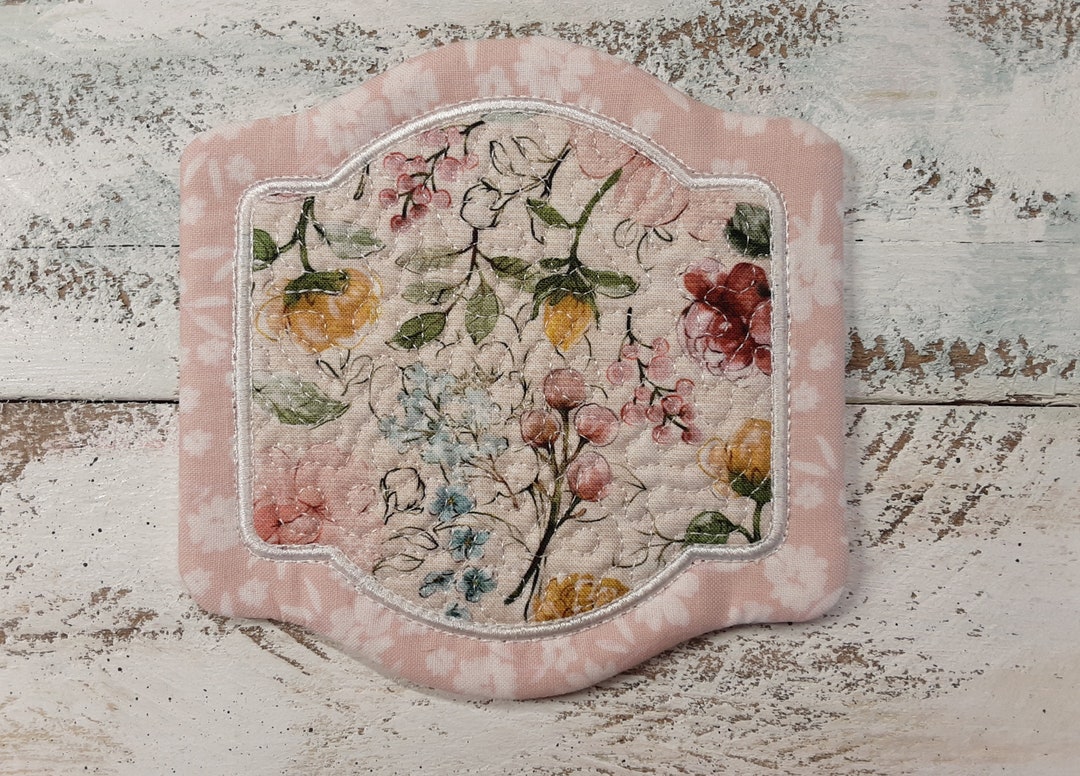 Flowers Shabby Chic Cute Mug Rug Coaster 5 X 5 Whimsical Quilted ...