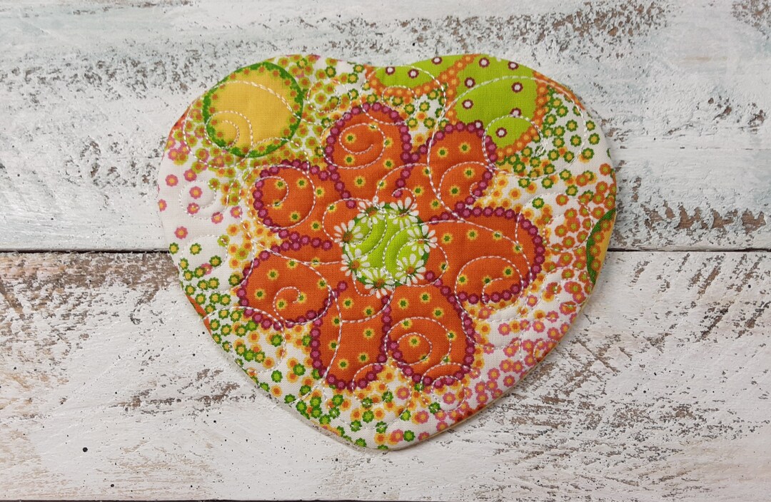 Flowers Cute Mug Rug Coaster 5 X 5 Whimsical Quilted Embroidered NEW ...