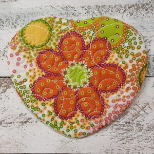 Flowers Cute Mug Rug Coaster 5 X 5 Whimsical Quilted Embroidered NEW ...