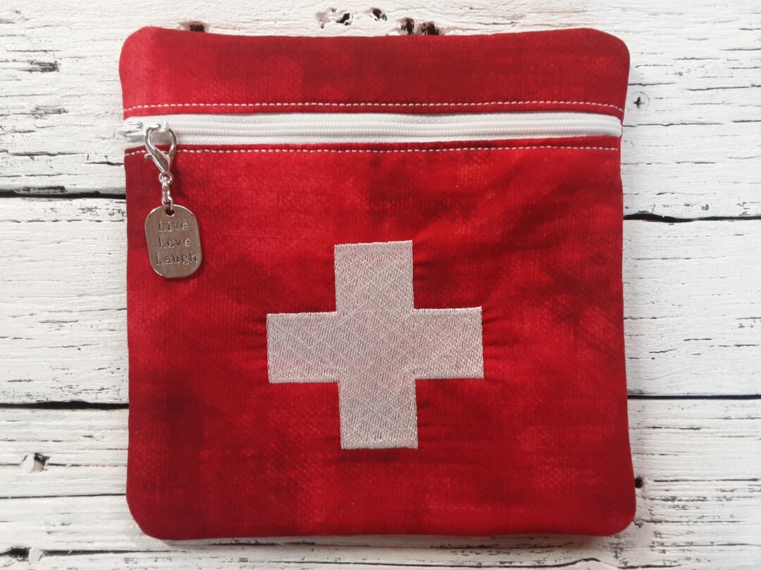7" X 7" - First Aid - Ouch Pouch - Zipper Bag - Fully Lined No Exposed ...