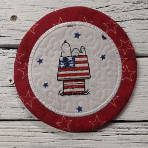 5" Round - Snoopy Woodstock - 4th of July - Independence - Mug Rug ...
